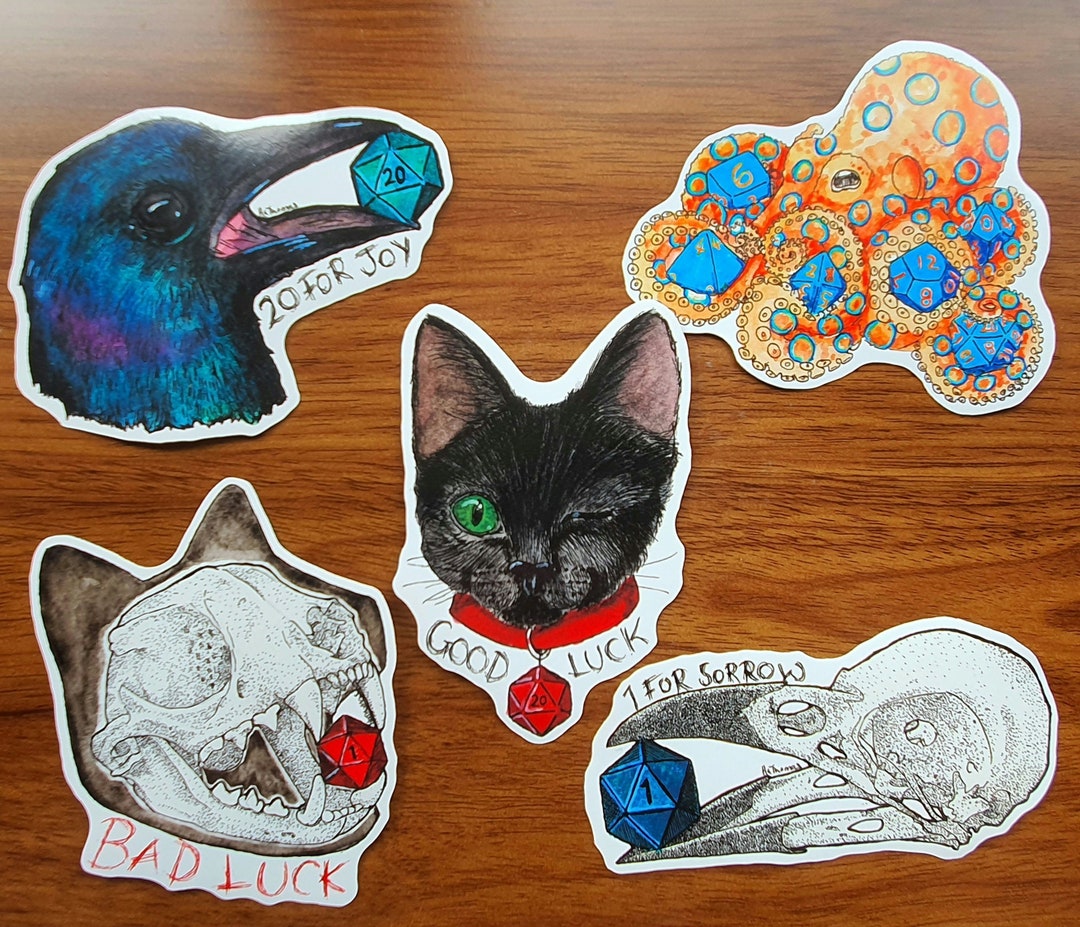 Mix and Match Decals, Ttrpg Sticker Pack, D20 Polyhedral Dice, Nat 20 ...