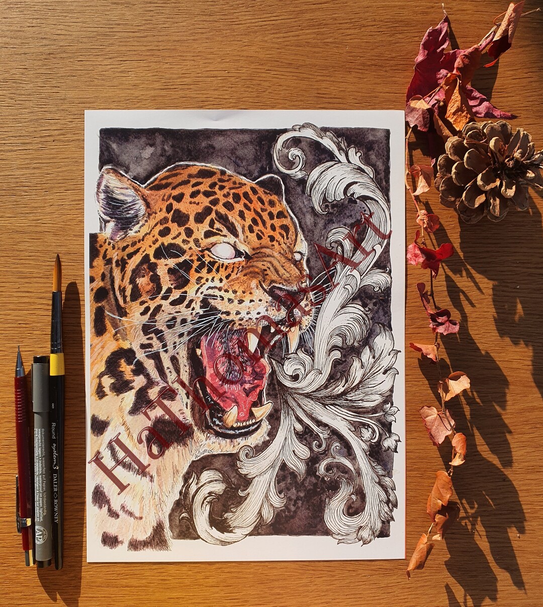 Leopard's Breath A4 Gothic Animal Wall Art Print, Creepy Cool Bold Big ...