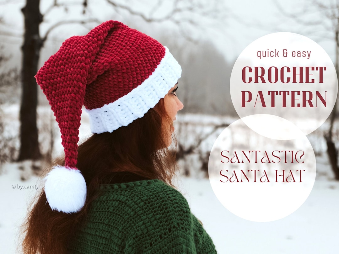 Crochet Santa Hat PATTERN: Quick Easy Christmas Hat, Kids + Adult Sizes ...