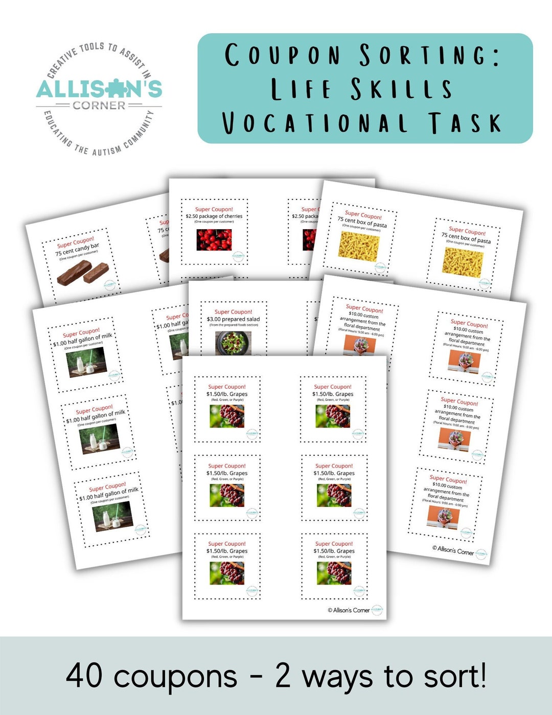 Coupon Sorting: Life Skills Task Box - Digital Download - Etsy