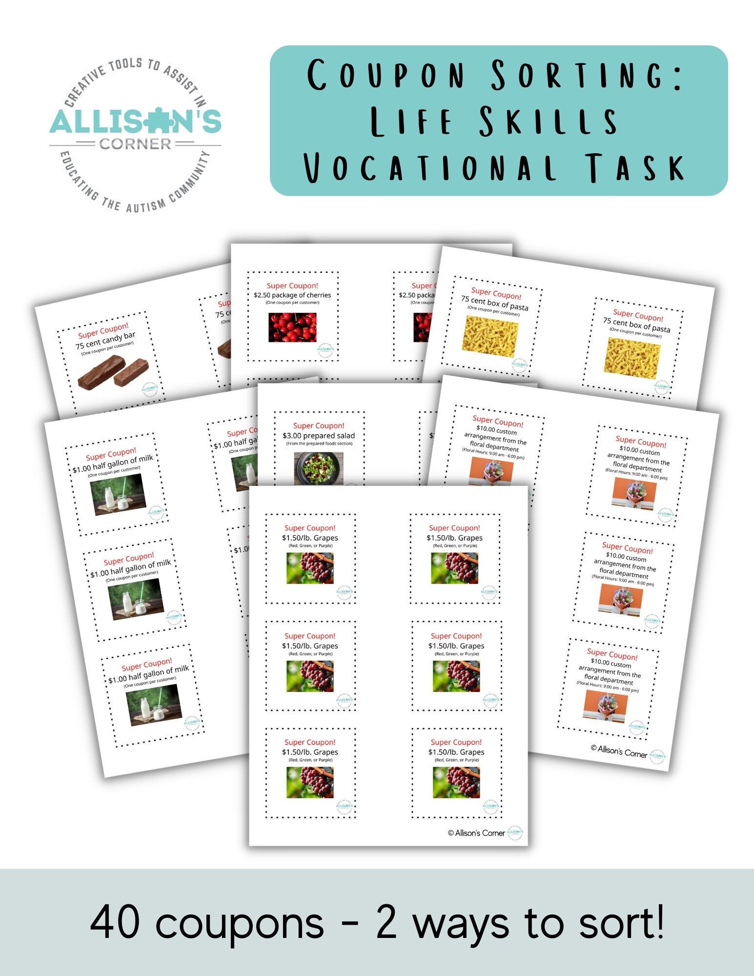 Coupon Sorting: Life Skills Task Box - Digital Download - Etsy