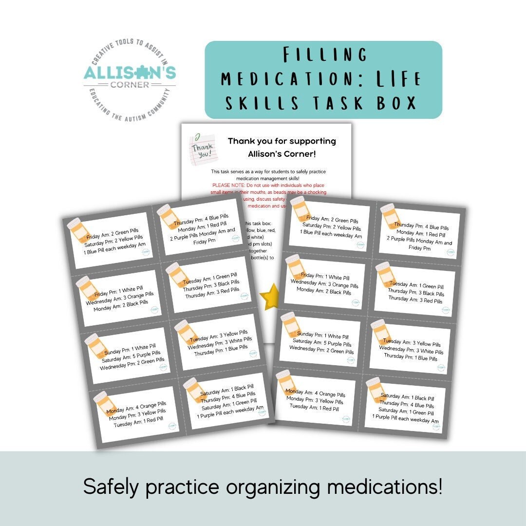 Managing Medication Life Skills Task Box: Digital Download - Etsy