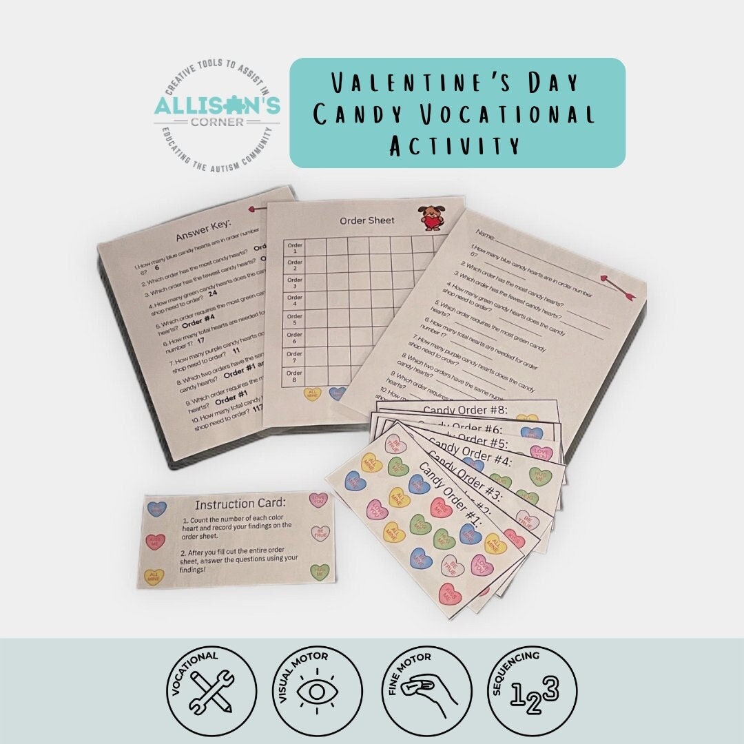 Valentine's Day Candy Vocational Activity: Premade Activity - Etsy