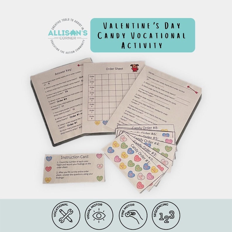 Valentine's Day Candy Vocational Activity: Premade Activity - Etsy