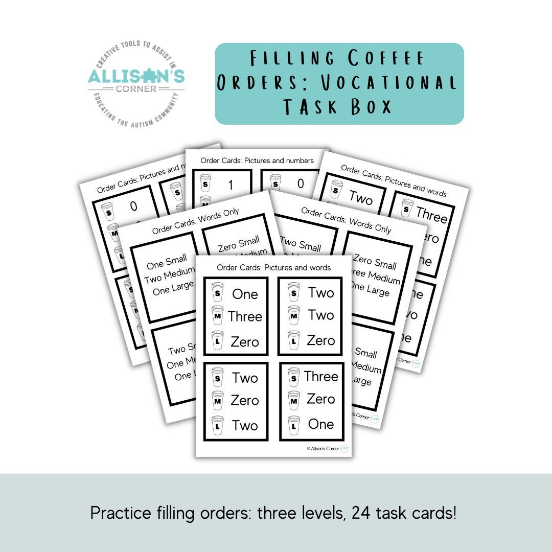 Filling Coffee Orders- Vocational Task Box: Digital Download - Etsy