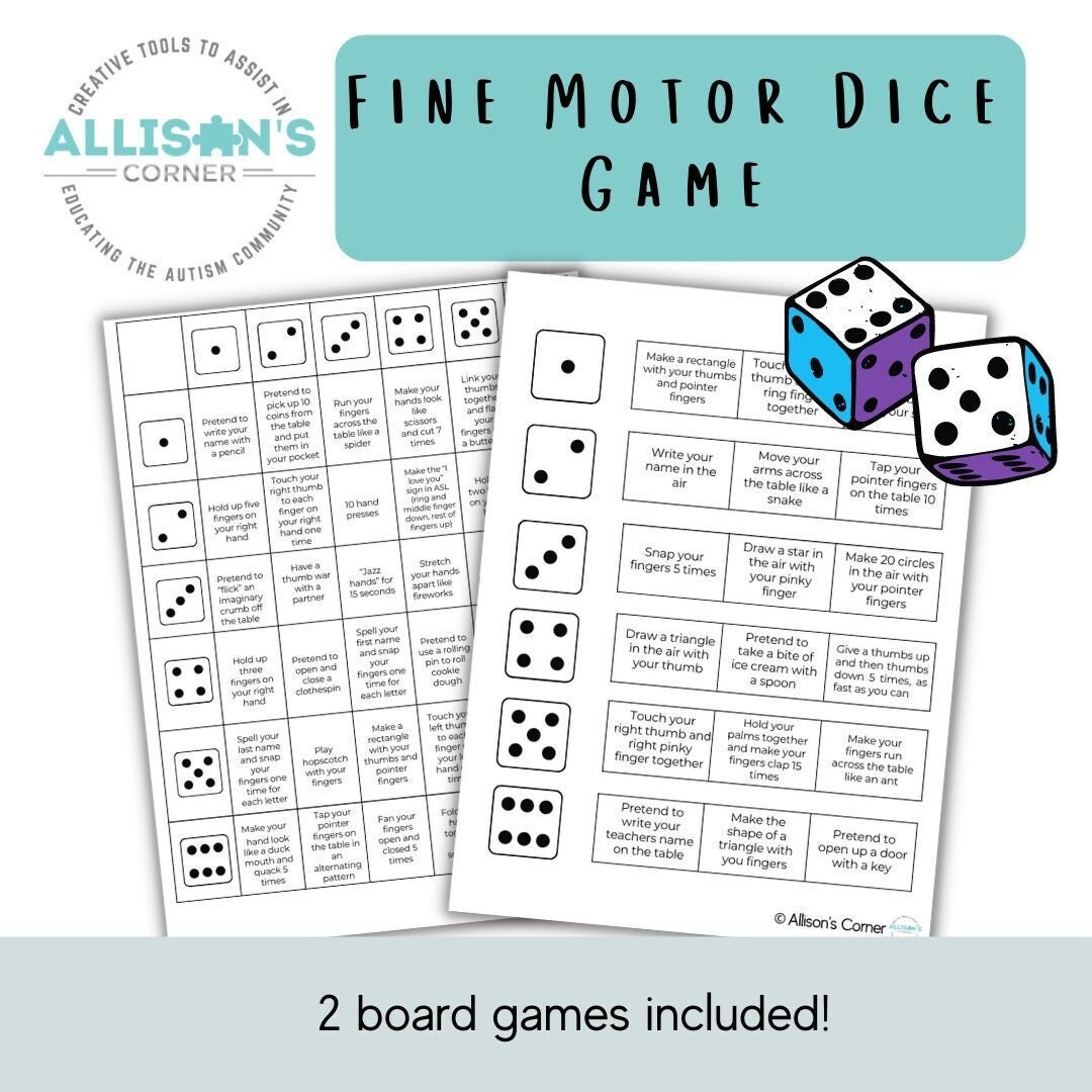 Fine Motor Dice Game - Digital Download - Etsy