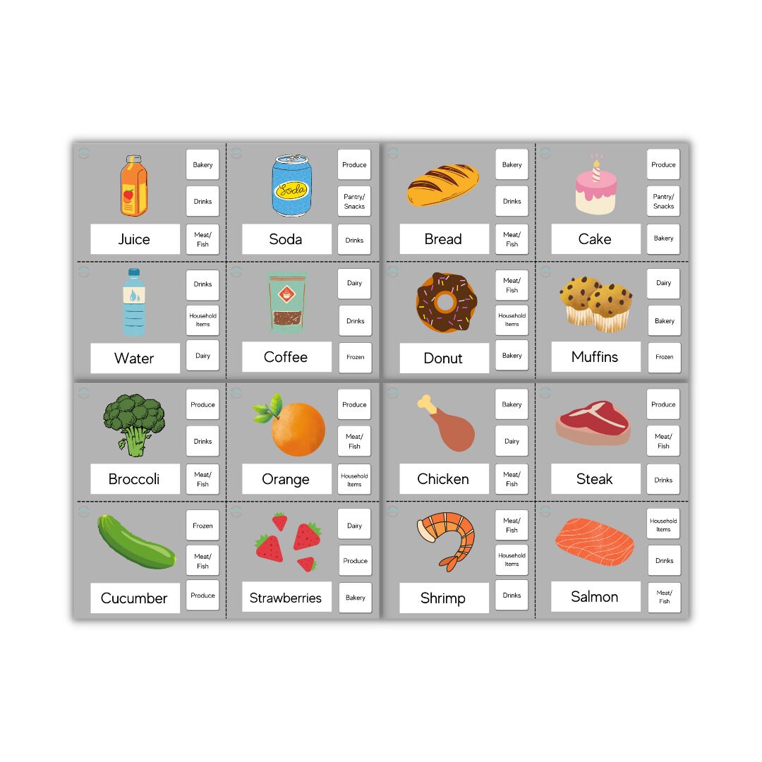Task Cards: Grocery Categories Digital Download - Etsy