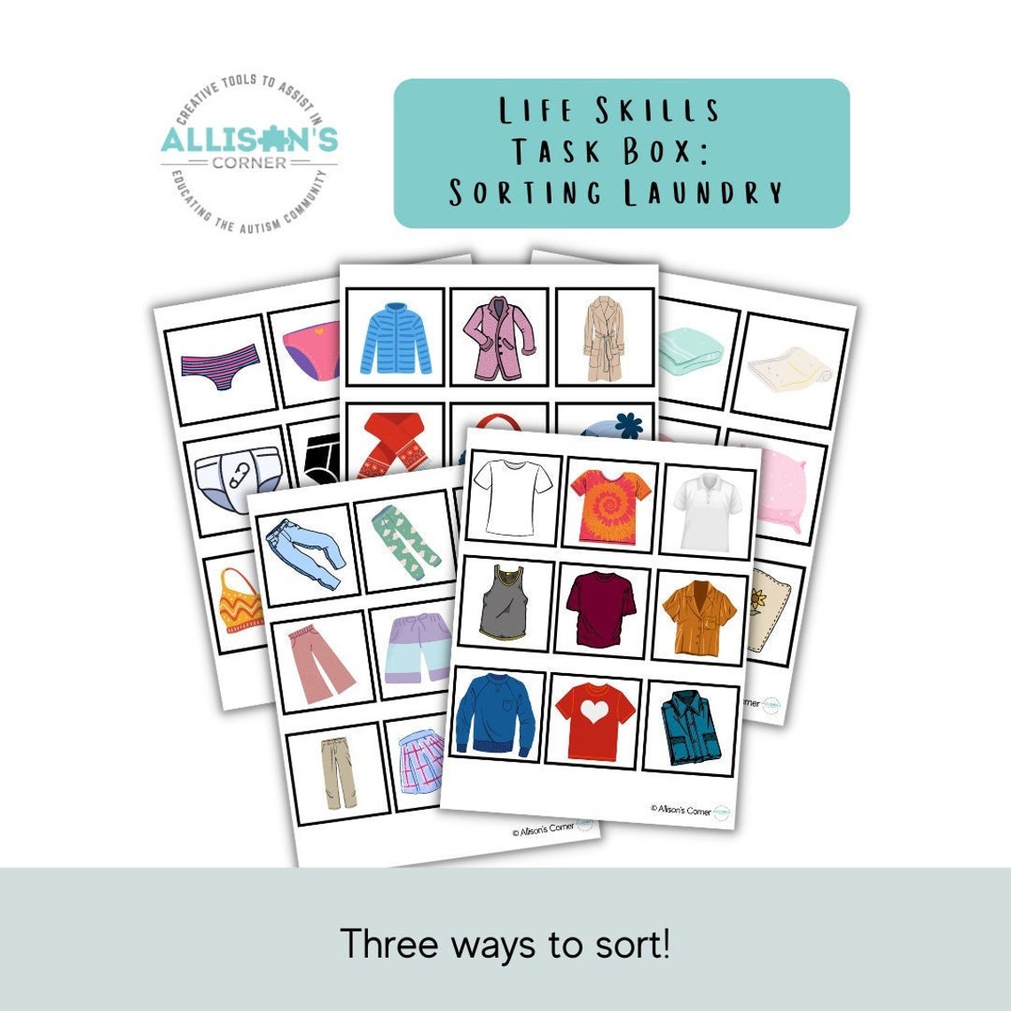 Sorting Laundry: Life Skills Task Box - Digital Download - Etsy