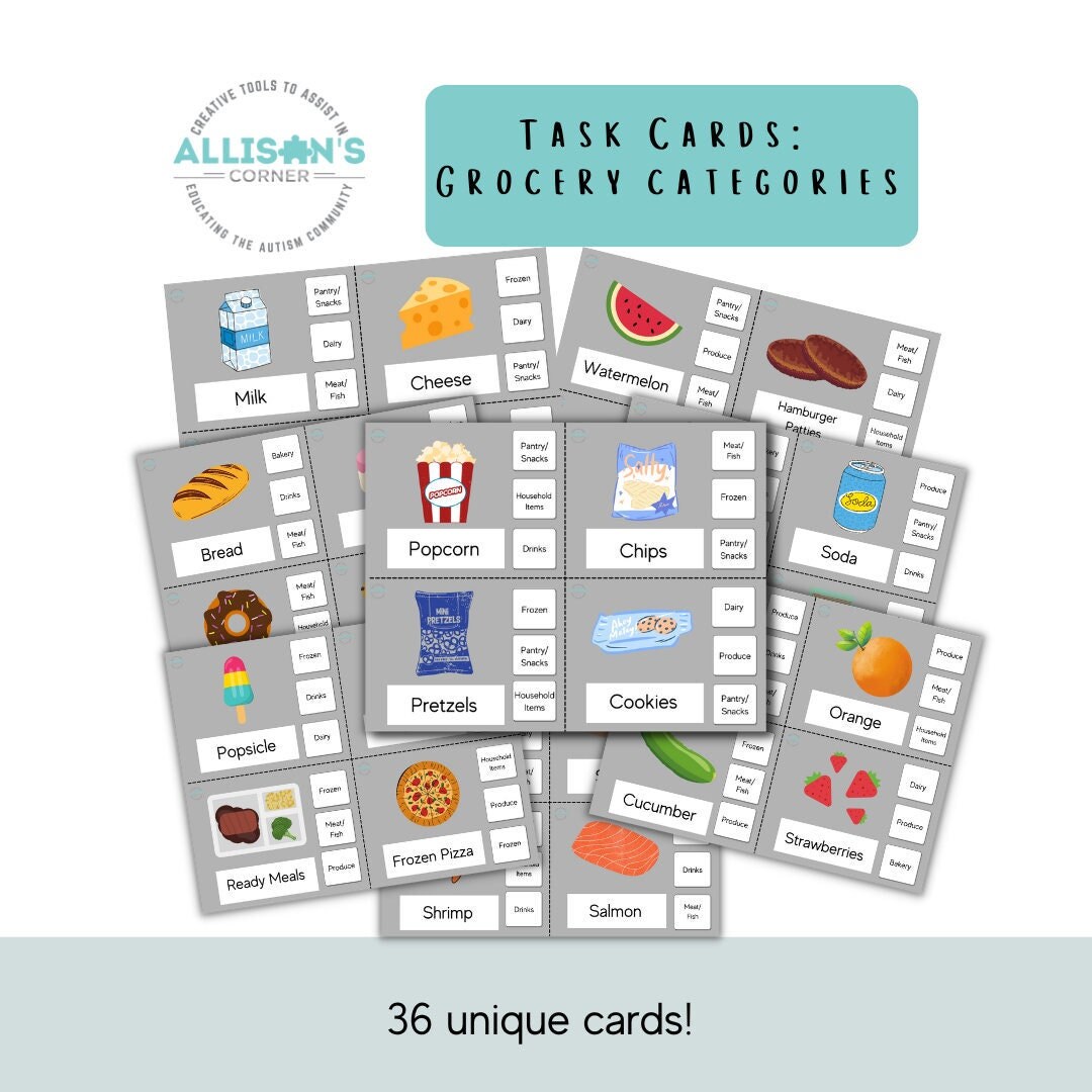 Task Cards: Grocery Categories - Digital Download - Etsy