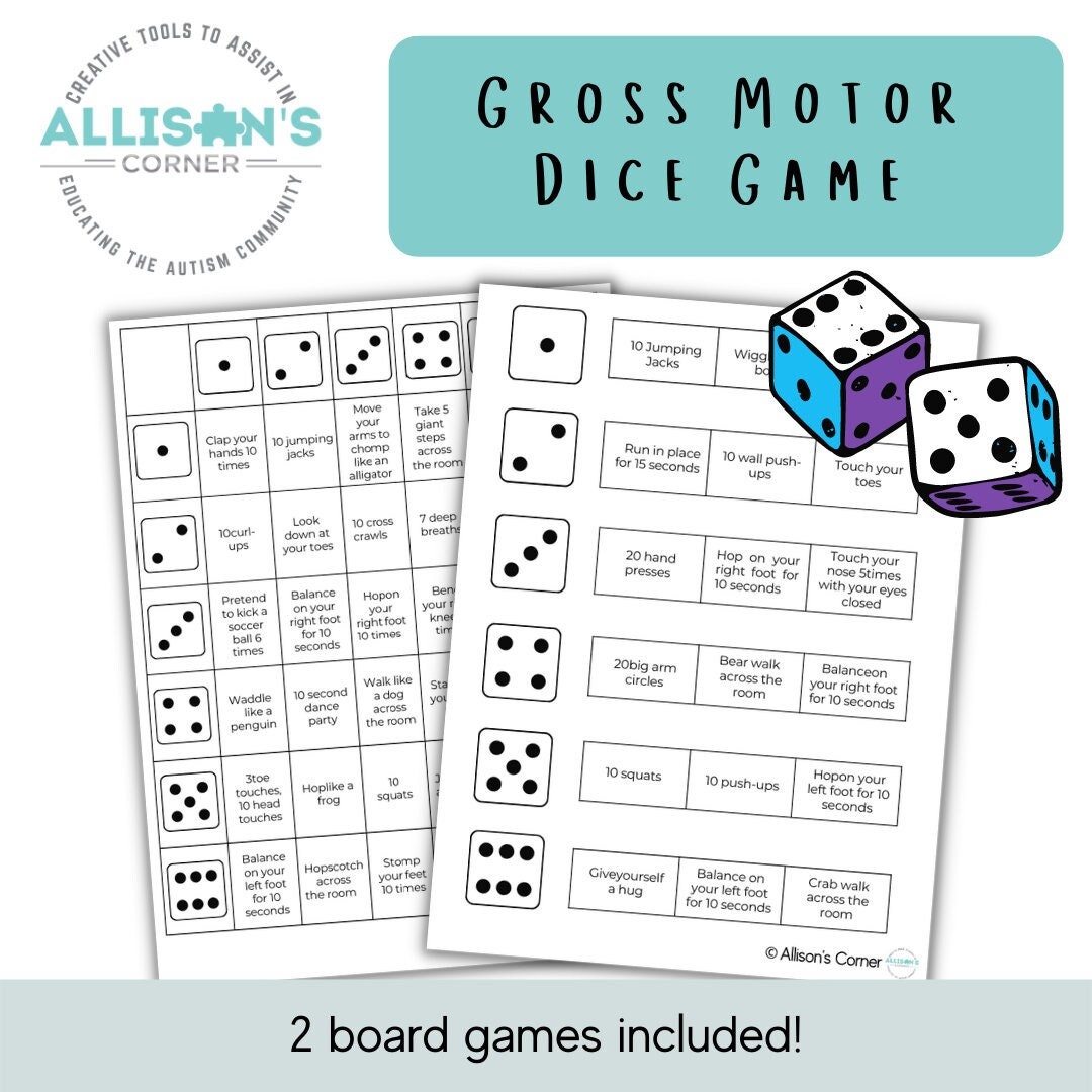 Gross Motor Dice Game: Digital Download - Etsy