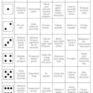 Gross Motor Dice Game: Digital Download - Etsy Canada