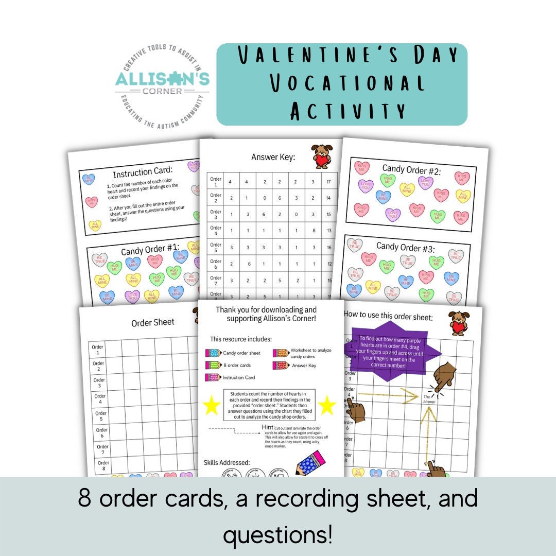 Valentine's Day Candy Vocational Activity: Digital Download - Etsy