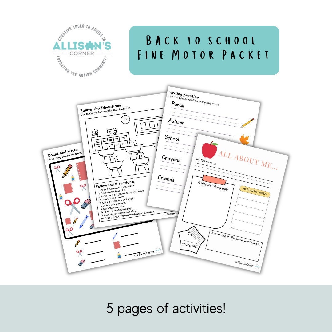 Back to School Fine Motor Packet - Digital Download - Etsy