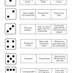 Gross Motor Dice Game: Digital Download - Etsy Canada
