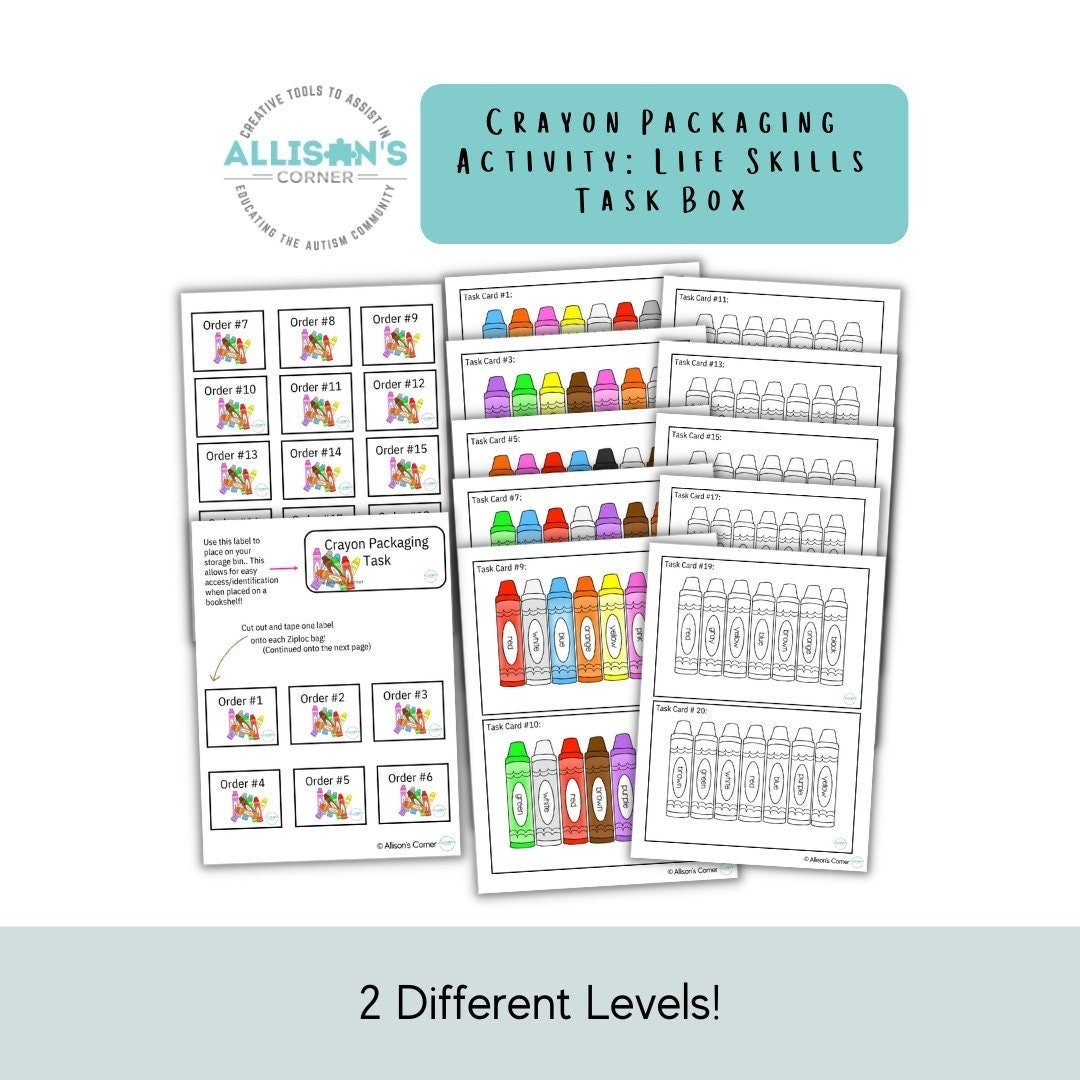 Crayon Packaging Activity- Life Skills Task Box: Digital Download - Etsy