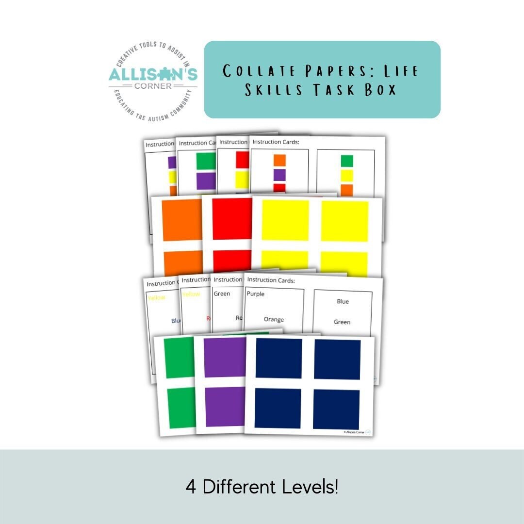 Collate Papers - Life Skills Task Box: Digital Download - Etsy