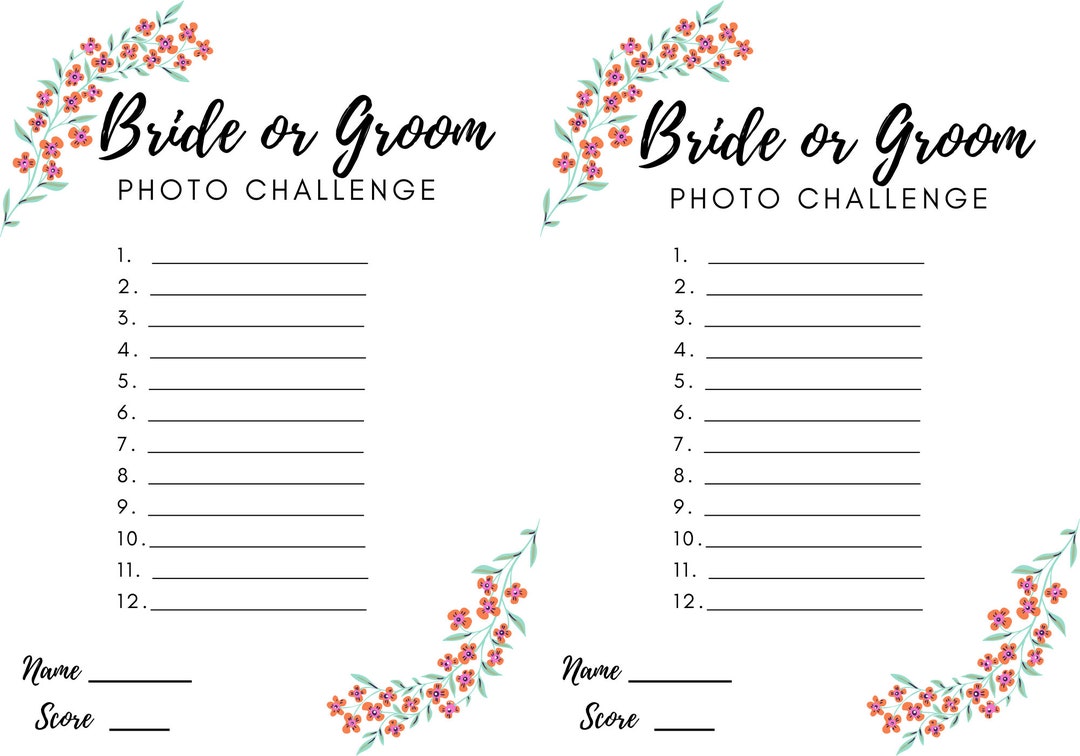 Bride or Groom Photo Challenge Board - Etsy