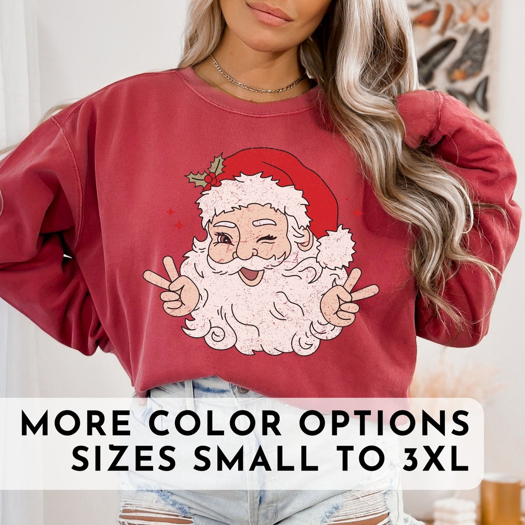 Retro Santa Sweatshirt | Peace Sign Groovy Vintage Look Santa ...