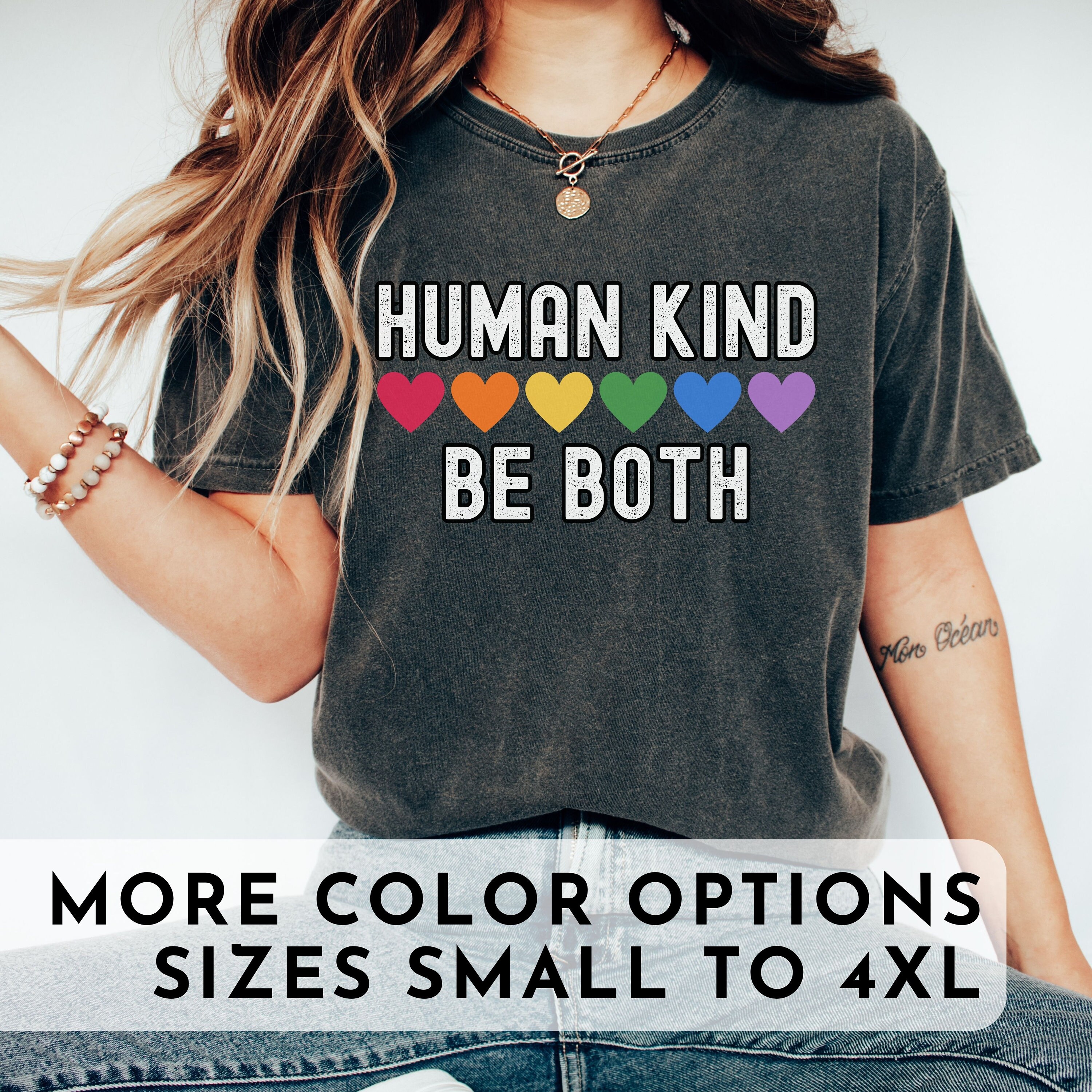Pride Human Kind Be Both Shirt Pride Rainbow Heart Shirt Unisex Gender ...