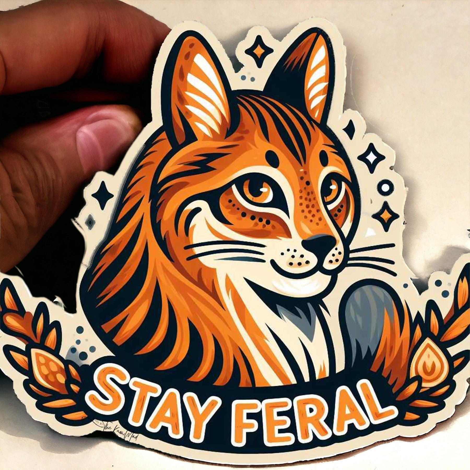 Stay Feral, Large Cat , Sticker, Artist Designed - Etsy