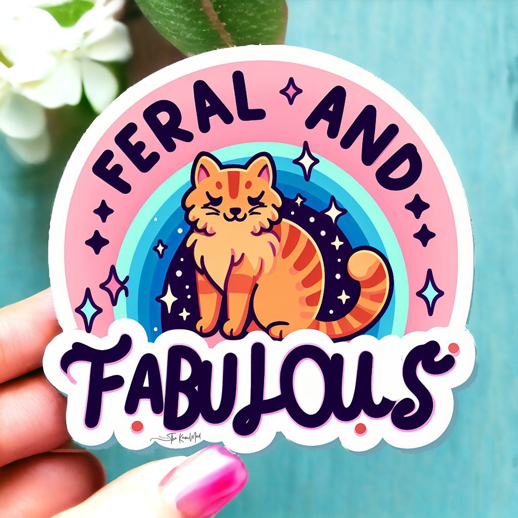 Feral and Fabulous Kitty Sticker, Preppy Sticker, Cute , Artist ...