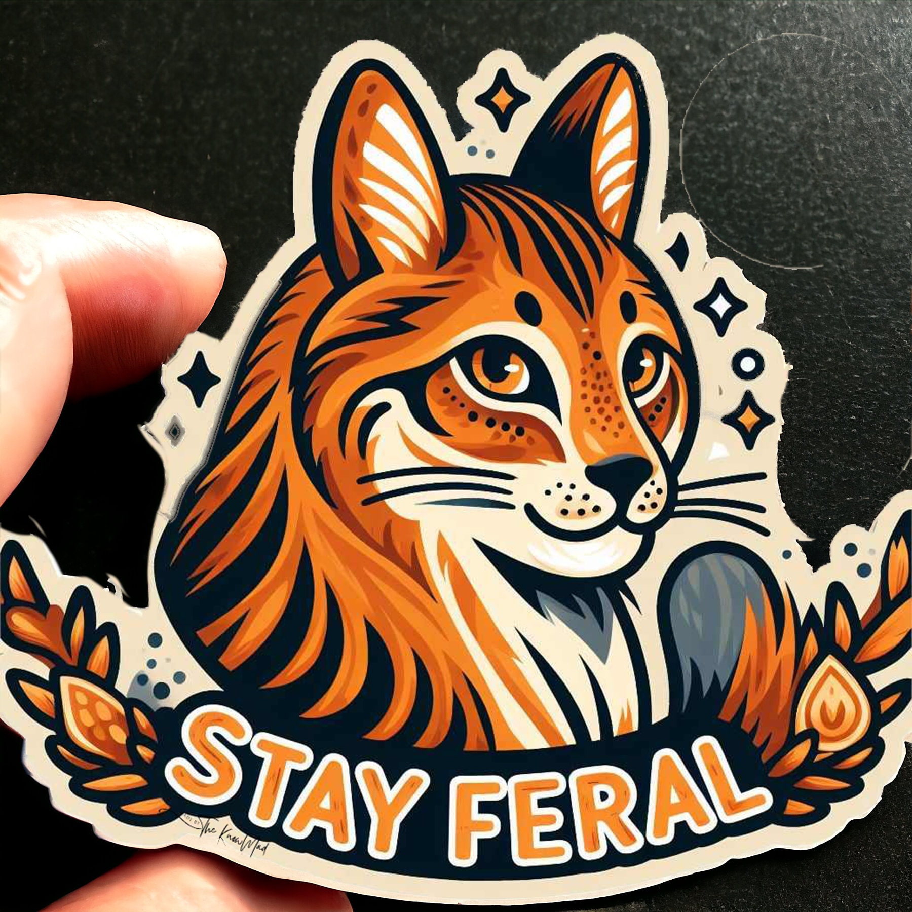 Stay Feral, Large Cat , Sticker, Artist Designed - Etsy
