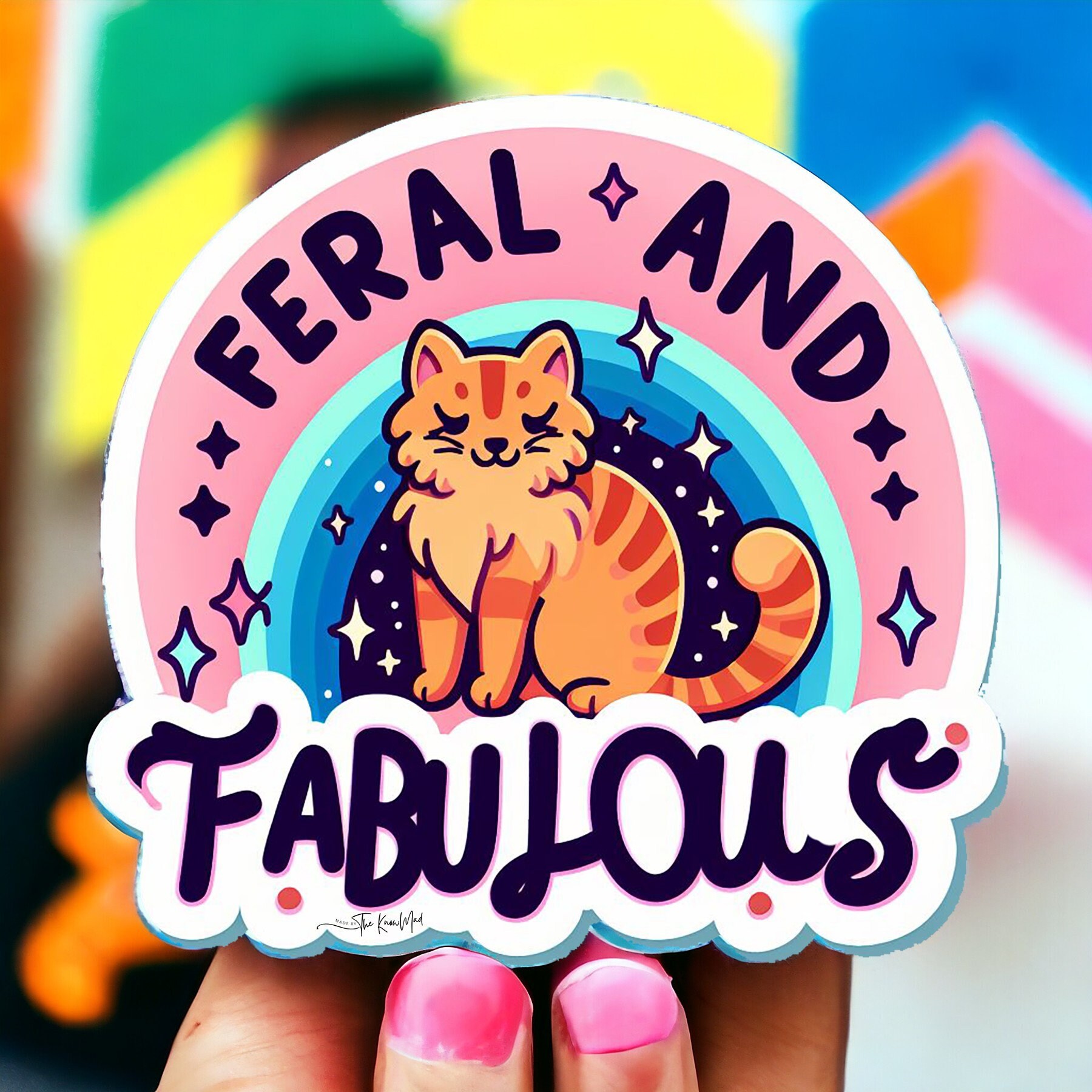 Feral and Fabulous Kitty Sticker, Preppy Sticker, Cute , Artist ...
