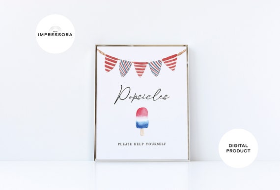 Popsicle Bar Printable Sign Ice Cream Sign Patriotic Sign - Etsy