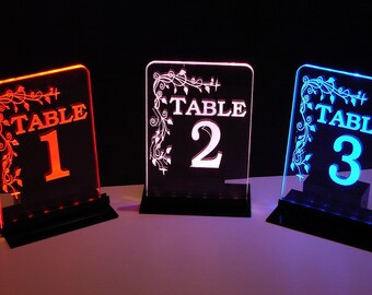 Glowing Table Sign -set of 12- Choice of Fonts - Etsy