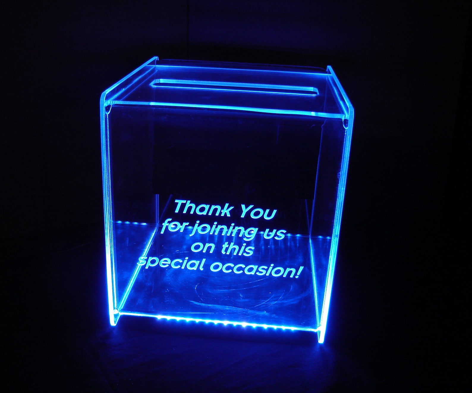 LED Glowing Gift Card Box ...11"w X 11"d X 11"h ... With Personalized ...