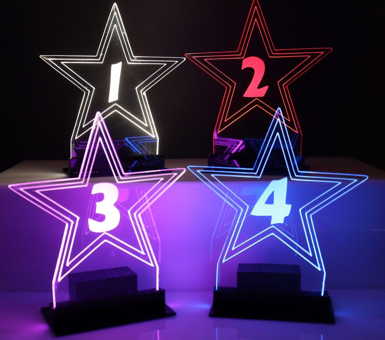 LED Table Number- Set of 4- Movie Star Design - Etsy