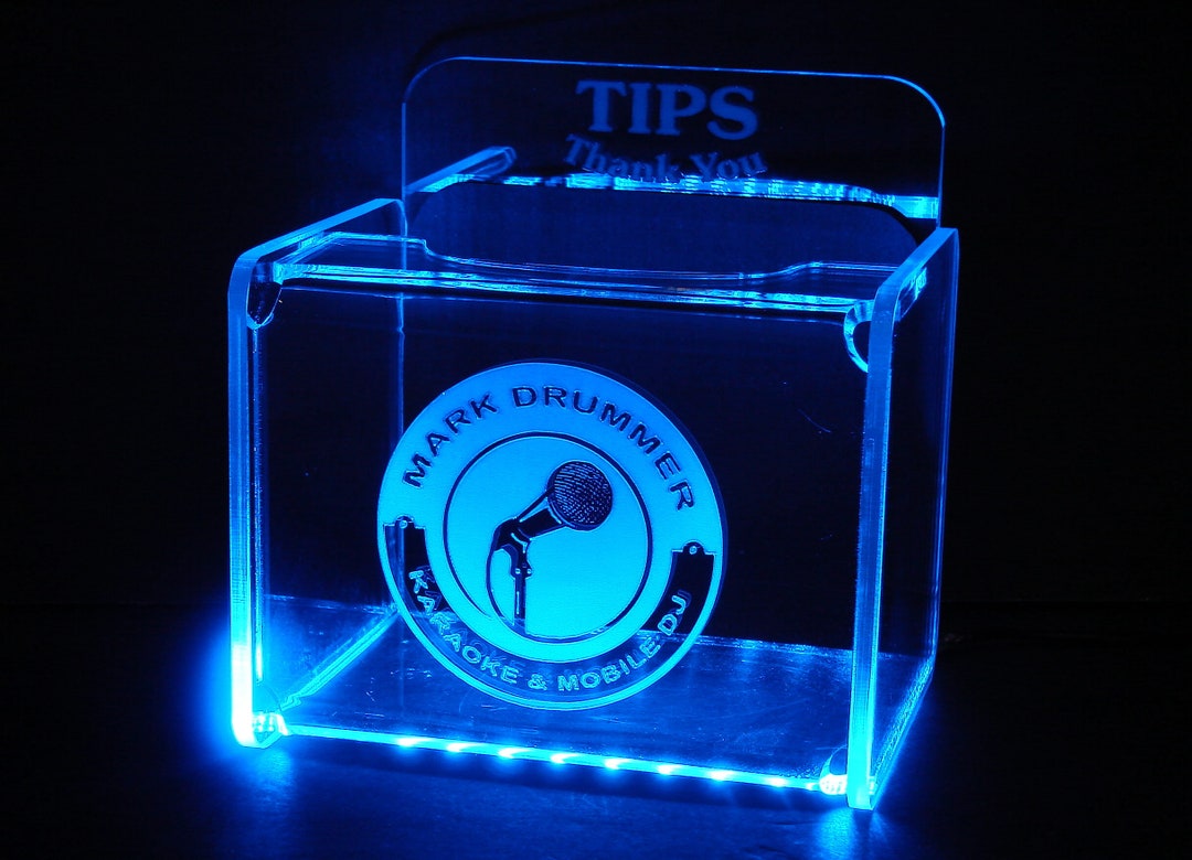 LED Tip Box W/ Your Logo Tip Jar LED Tip Jar light up Tip Jar Card Box ...