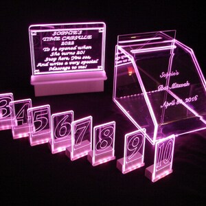 LED Glowing Party /reception Set...gift Card Box, 10 Economy Table ...