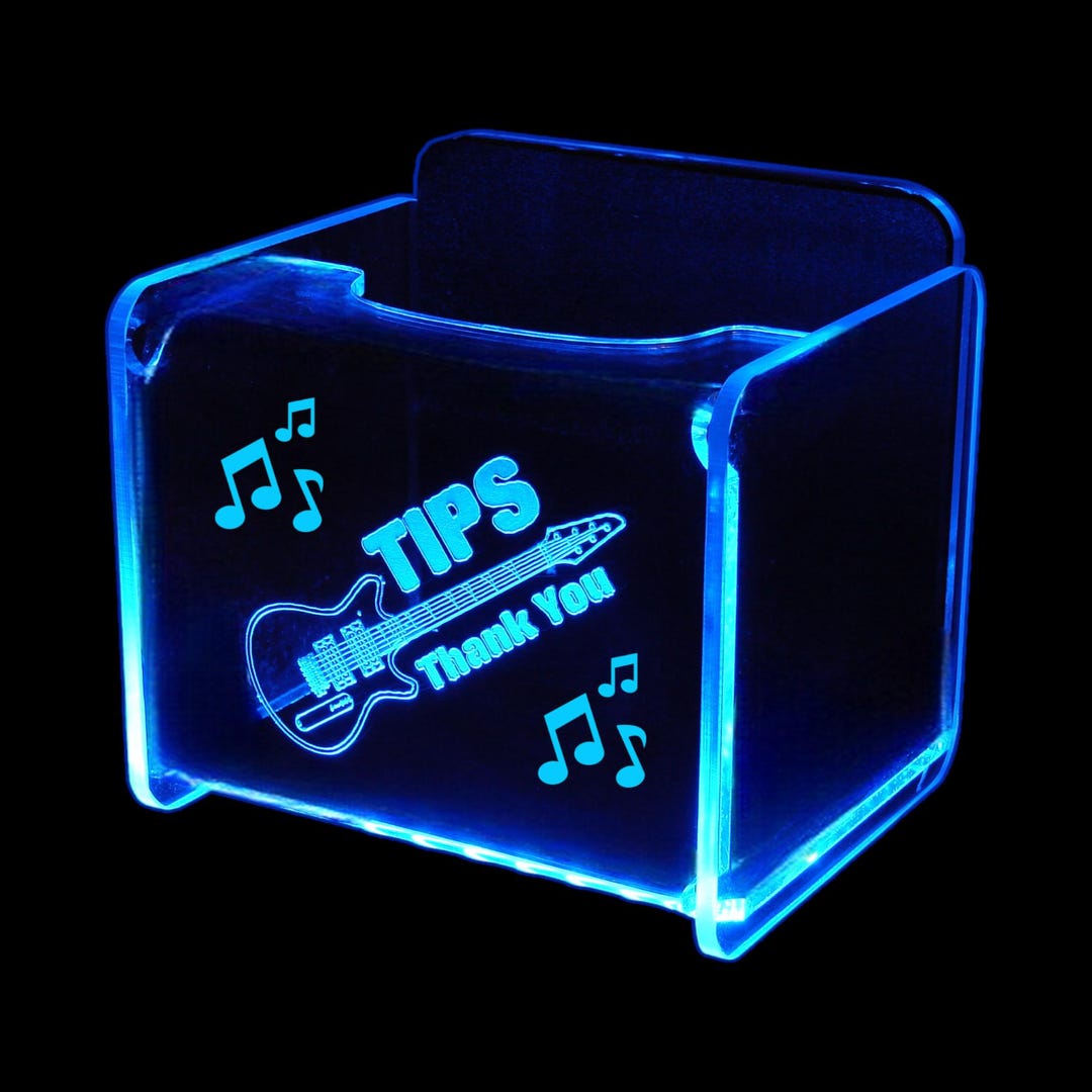 Glowing LED Tip Box Electric Guitar Design LED Tip Jar Neon Tip Jar - Etsy