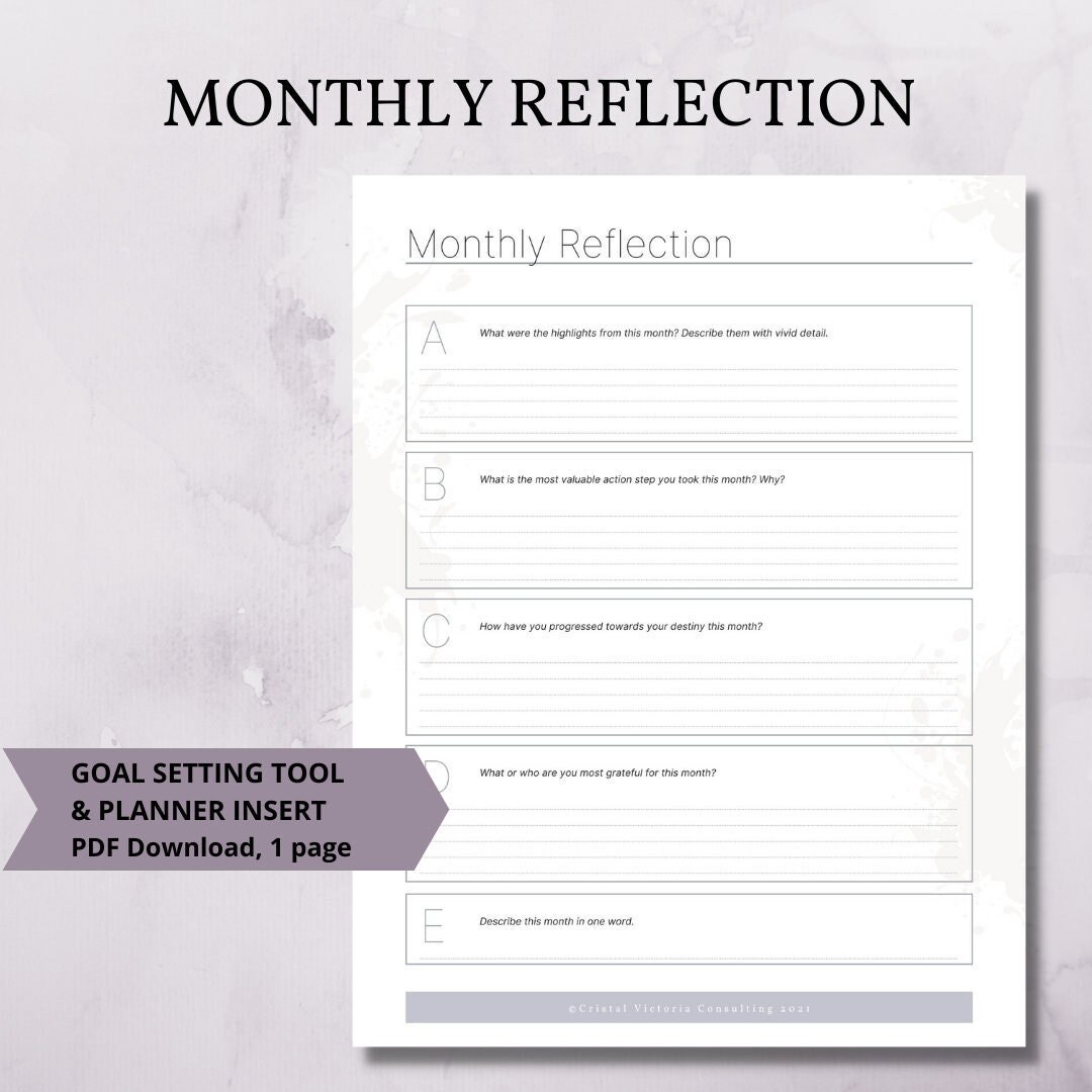 Monthly Reflection Tool - Etsy