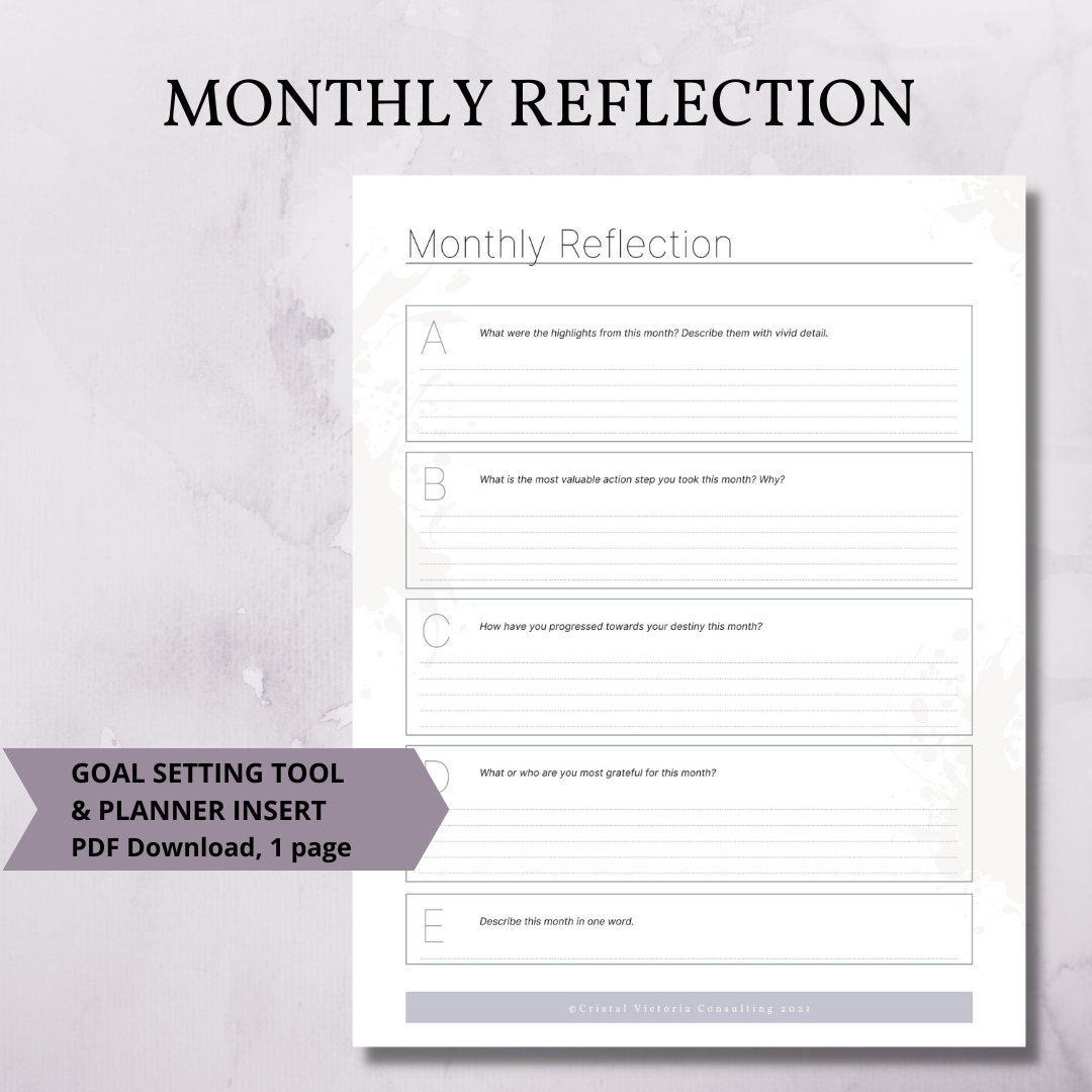 Monthly Reflection Tool - Etsy