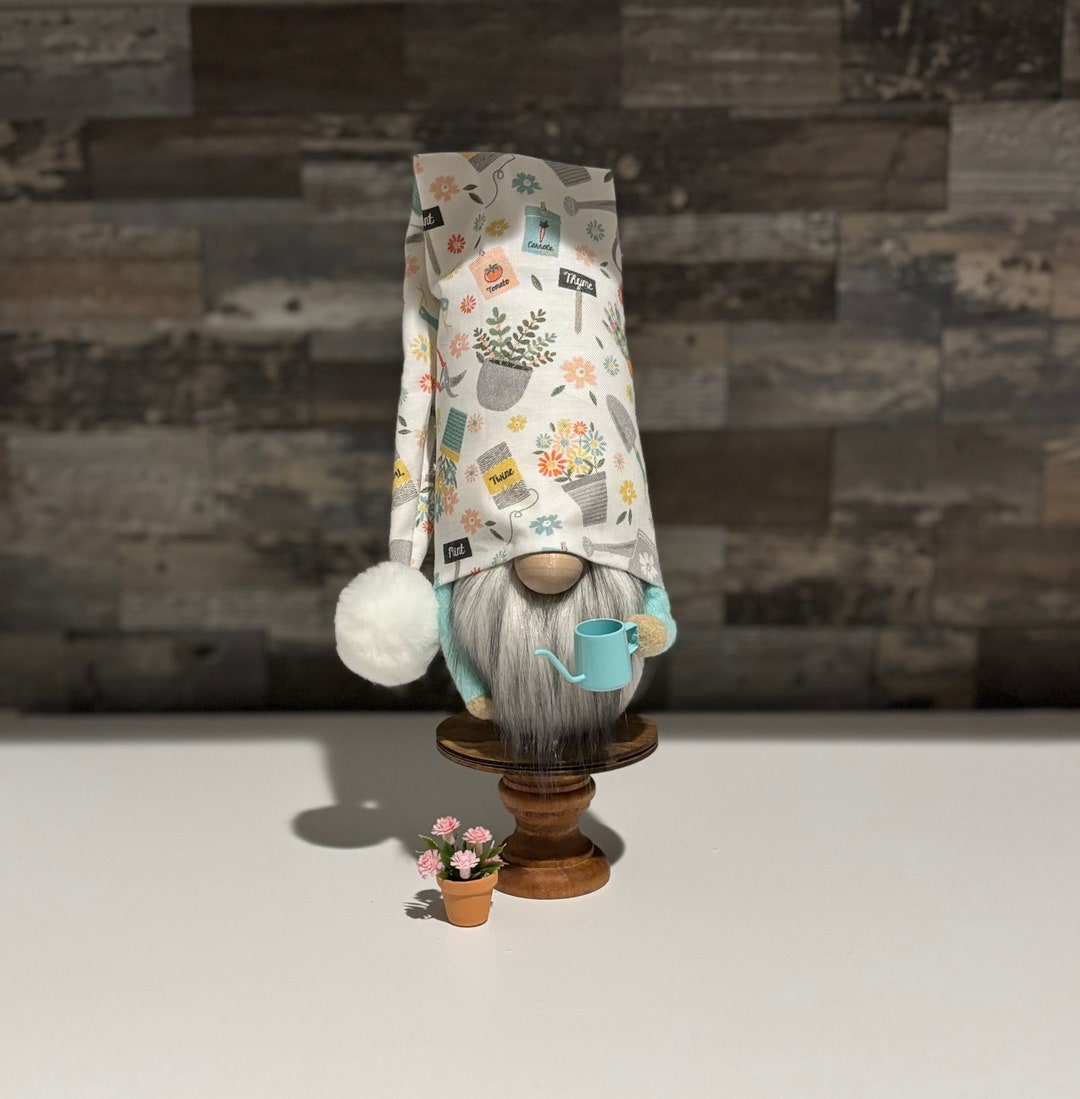 Gardening Gnome | Spring Summer Gnome | Slouchy Hat Gnome | Tiered Tray ...