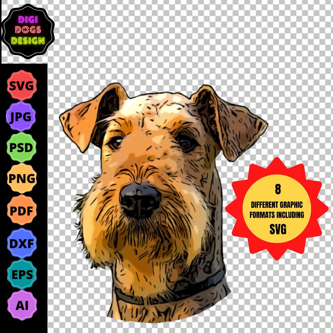 Colorful Airedale Terrier Svg Woodworking Projects With - Etsy
