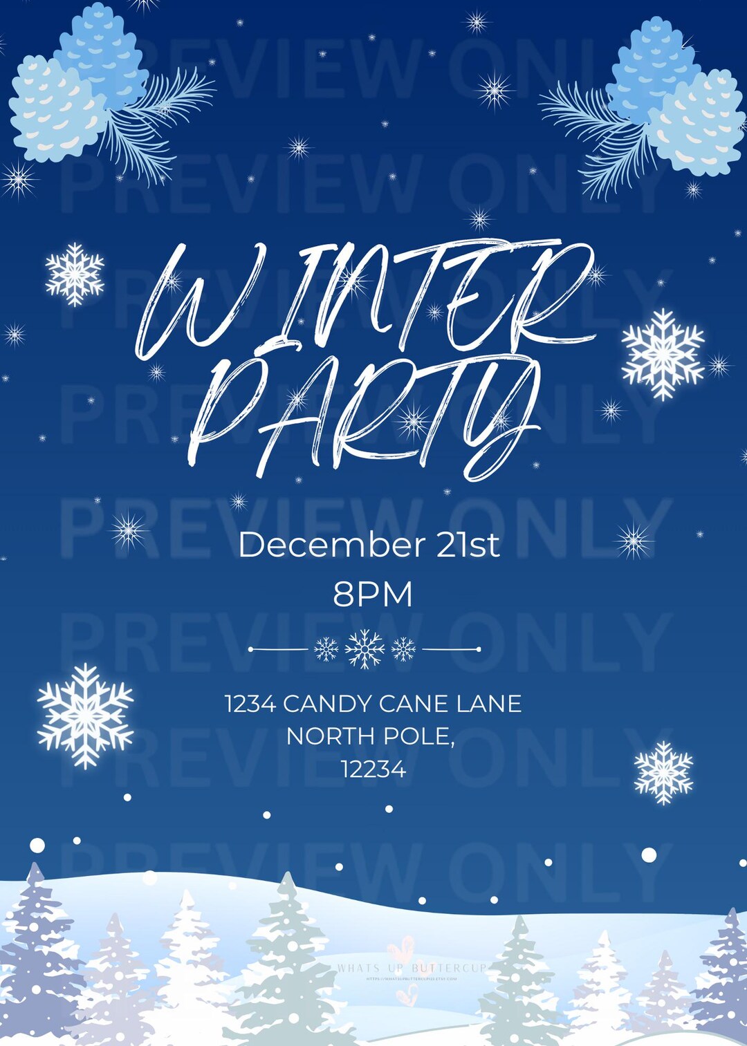 Editable Winter Party Invite Template - Etsy