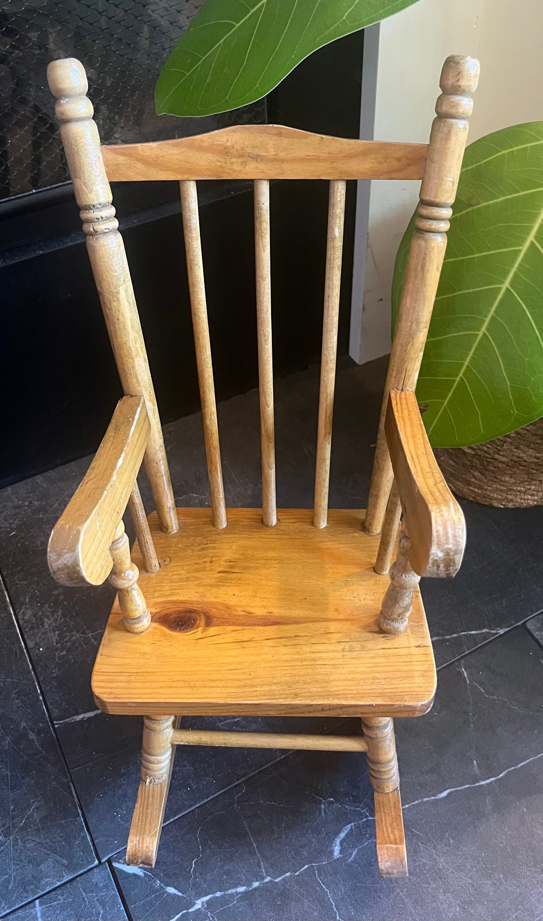 Vintage Wooden Doll Size Rocking Chair Rustic Decorative Wood Rocker ...