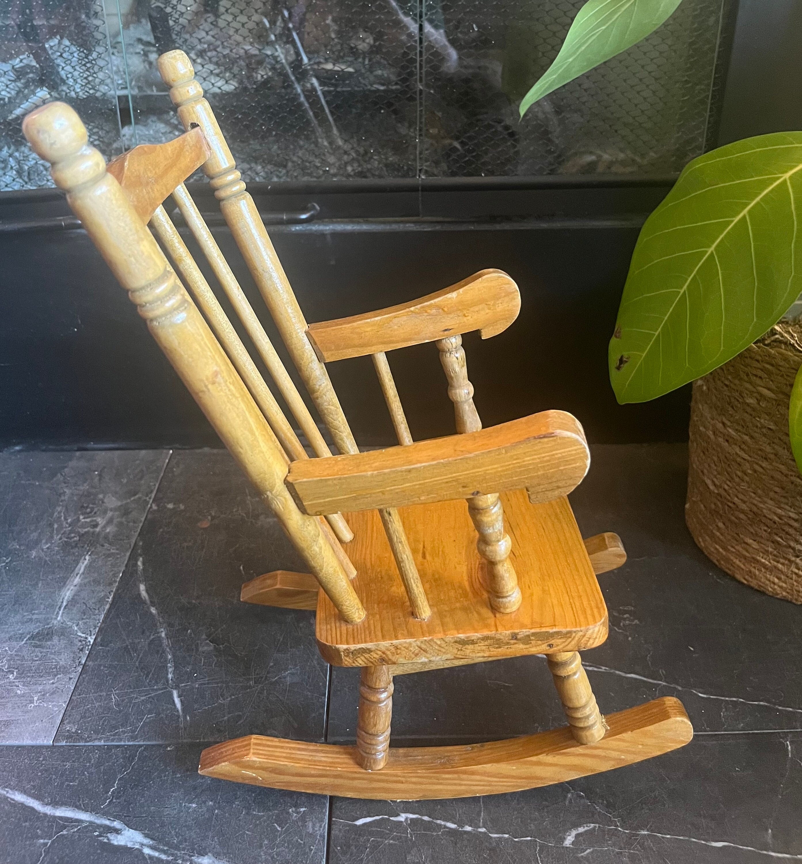 Vintage Wooden Doll Size Rocking Chair Rustic Decorative - Etsy
