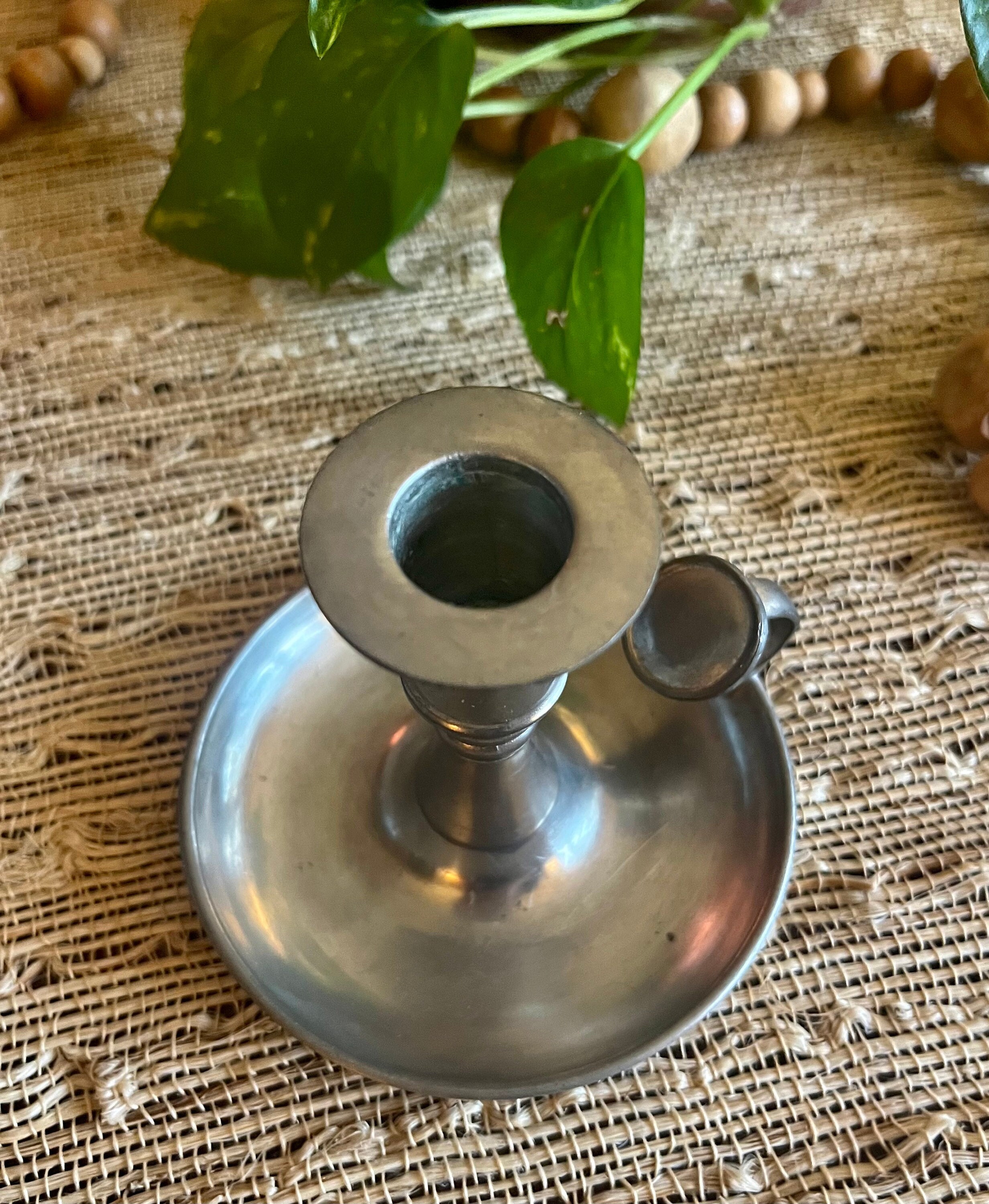 Vintage Colonial Style Pewter Candlestick Holder With Handle by Royal ...