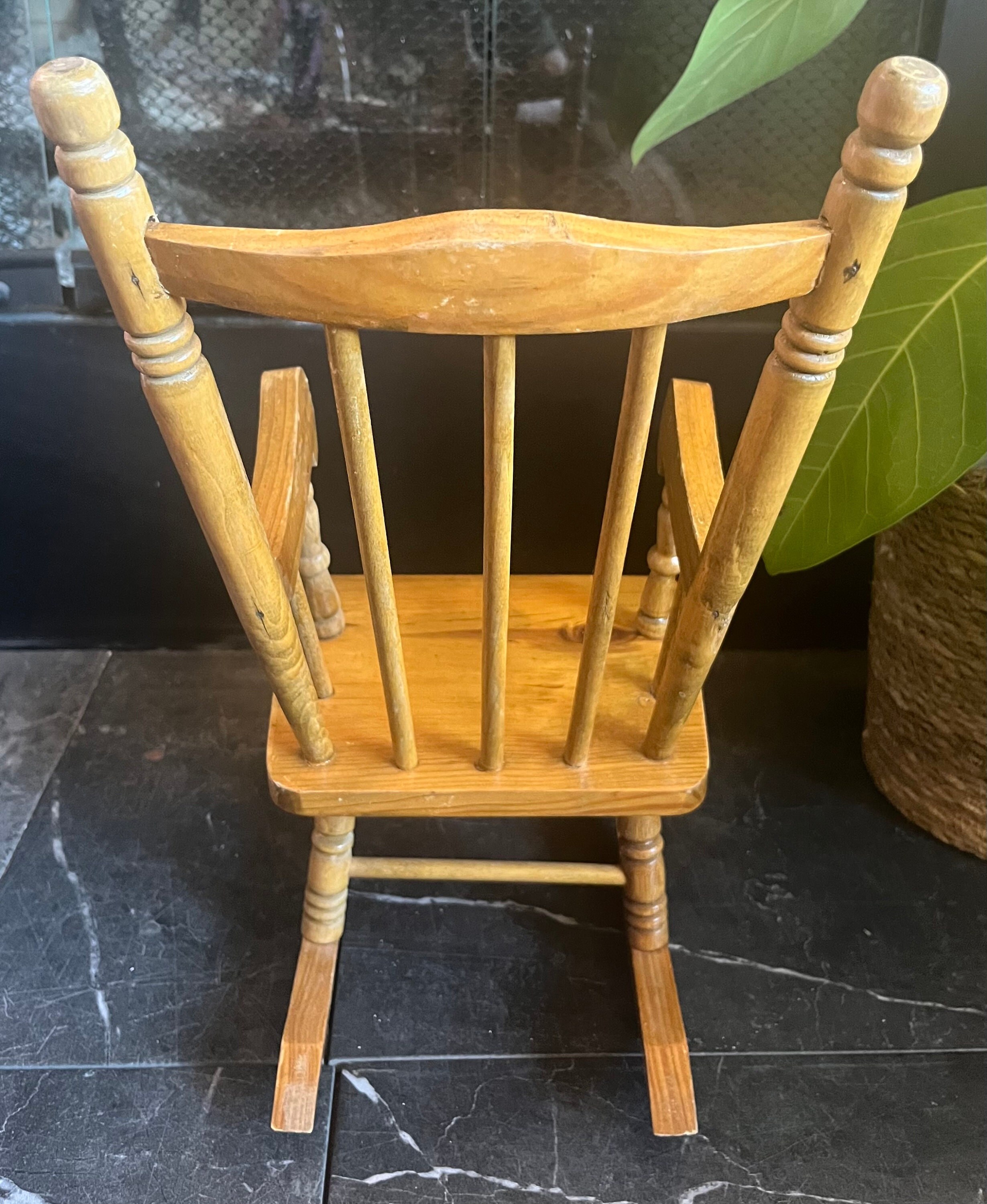 Vintage Wooden Doll Size Rocking Chair Rustic Decorative Wood Rocker ...