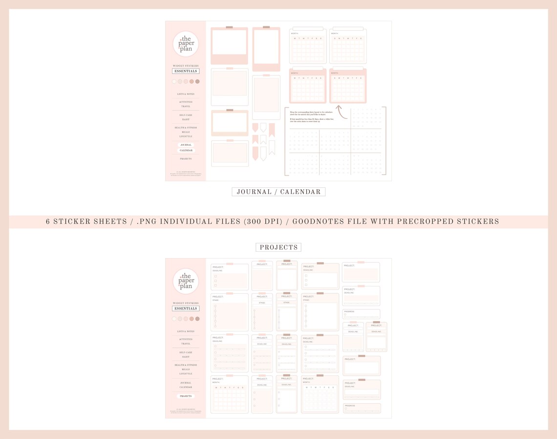 ESSENTIAL Widget Stickers soft Peach for Digital Planning - Etsy