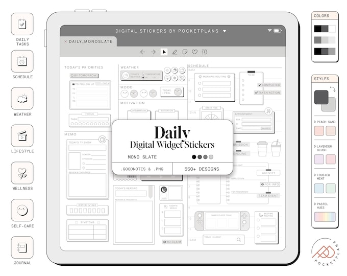 DAILY Widget Stickers (pastel Hues) for Digital Planning | Goodnotes ...