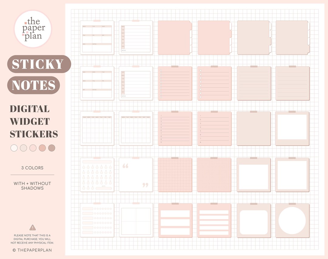 STICKY NOTES Digital Stickers soft Peach for Digital Planning Goodnotes ...