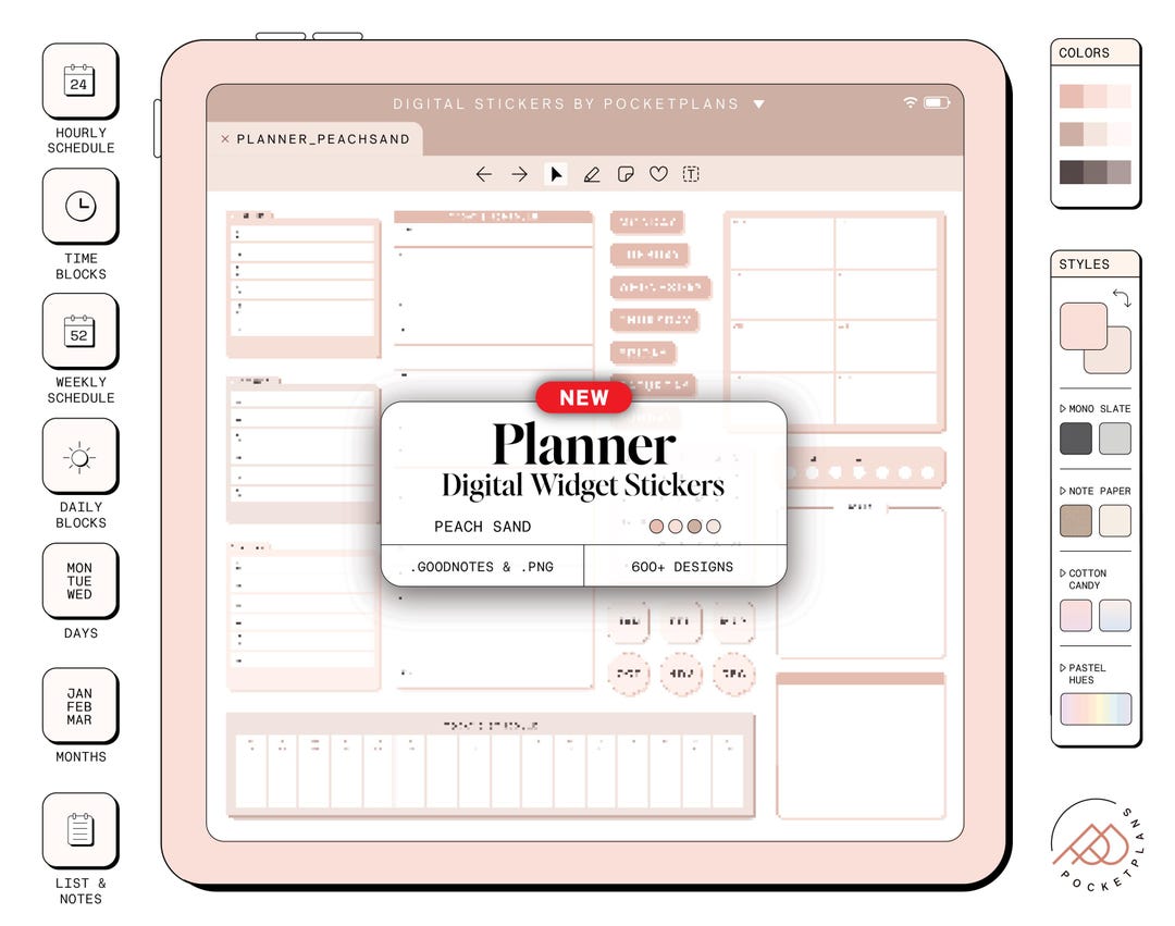 PLANNER Widget Stickers (peach Sand) for Digital Planning | Goodnotes ...