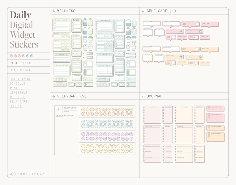 DAILY Widget Stickers (pastel Hues) for Digital Planning | Goodnotes ...