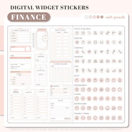 ESSENTIAL Widget Stickers notepaper for Digital Planning - Etsy