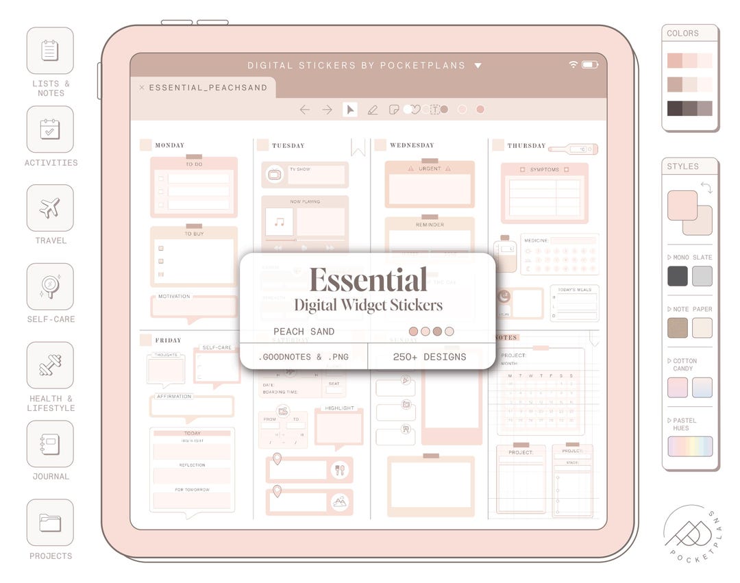 ESSENTIAL Widget Stickers (peach Sand) for Digital Planning | Goodnotes ...